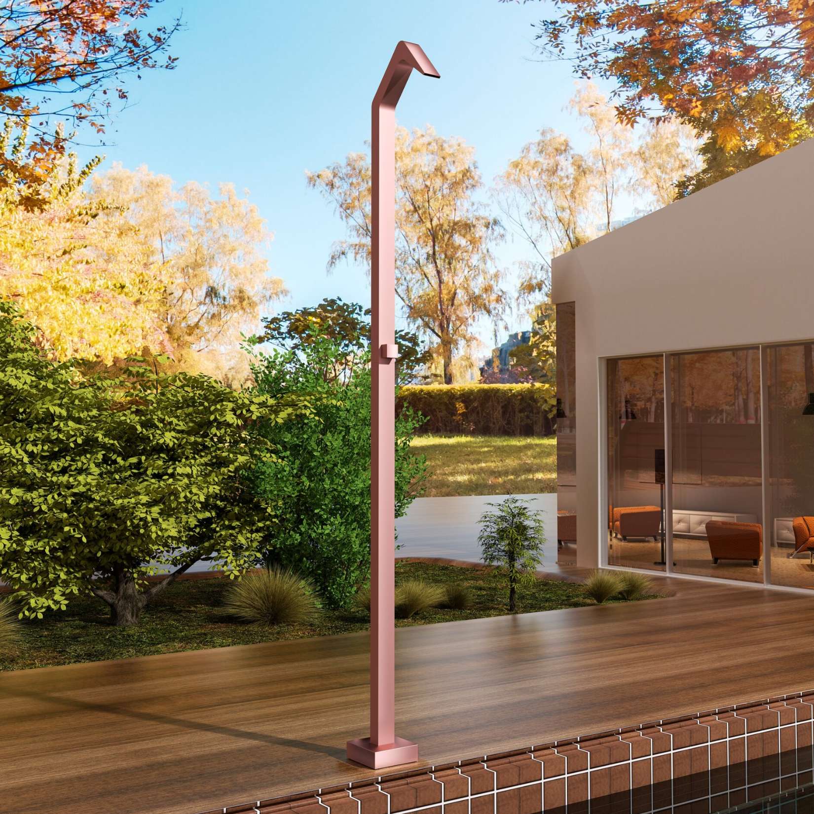 Doccia esterna per piscina Serie NIAGARA - Rosa corallo - Acciaio inox ...