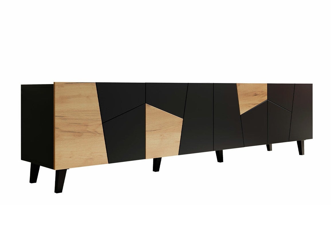 Mueble TV Charlotte 181, Negro, Craft roble, Número de puertas: 4.00 ...