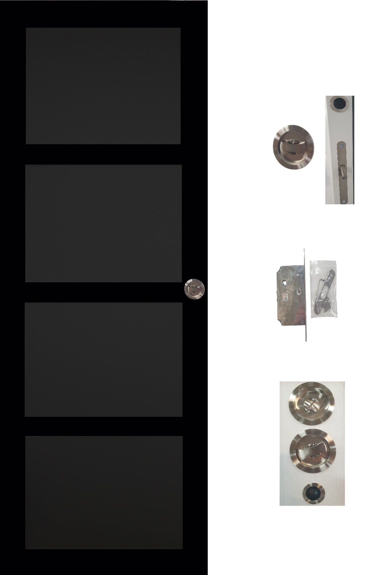 Porte Coulissante Telia Noir 4 Panneaux H204 X L83 + Système à ...