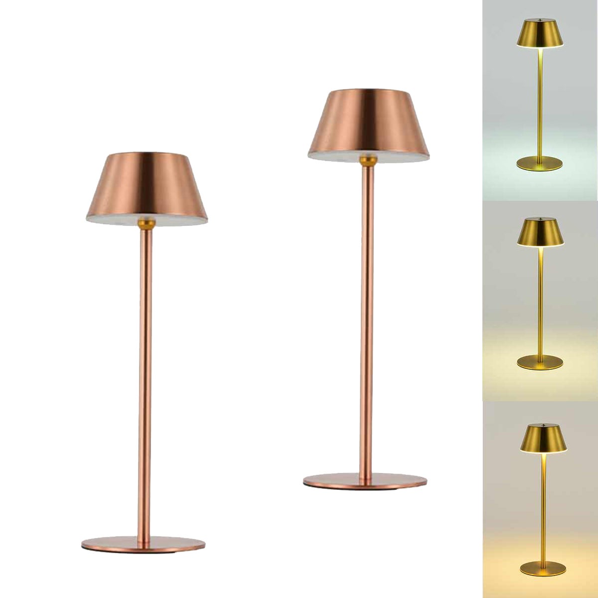 Paquet de 2 lampes de bureau sans fil, lampe de bureau LED portable ...