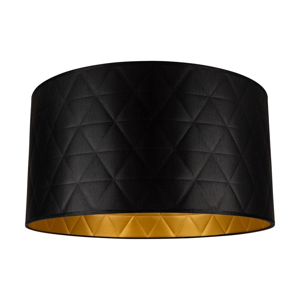 Abat-jour cylindrique E27 H30 Tissu synthétique Noir avec intérieur ...