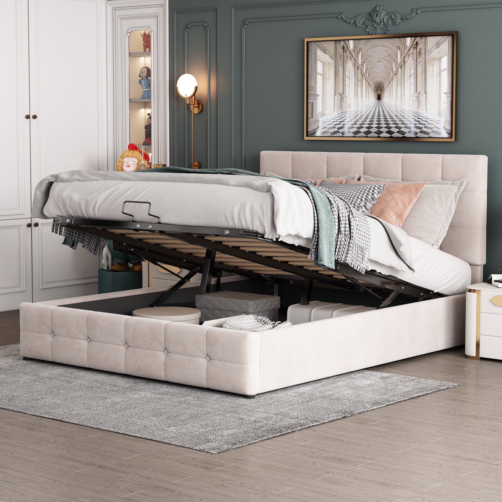 Lit Coffre 140x200 cm - Lit Double et Lit Adulte Avec Tête de Lit ...