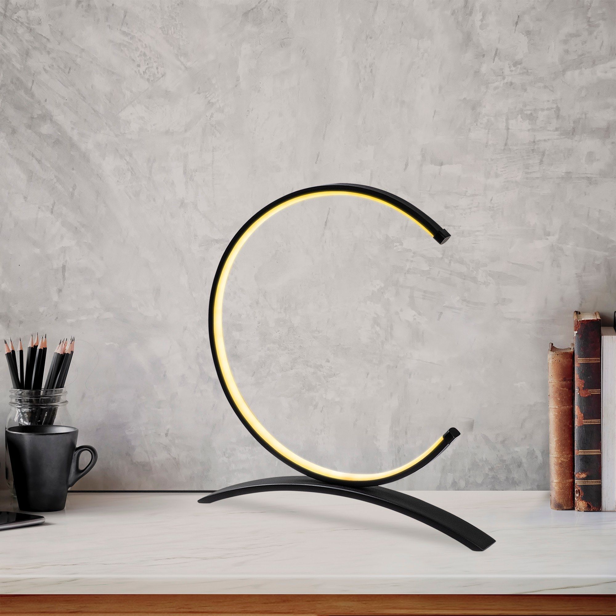Lampe à poser Forme de lune Thebe H34cm Métal Noir | Leroy Merlin
