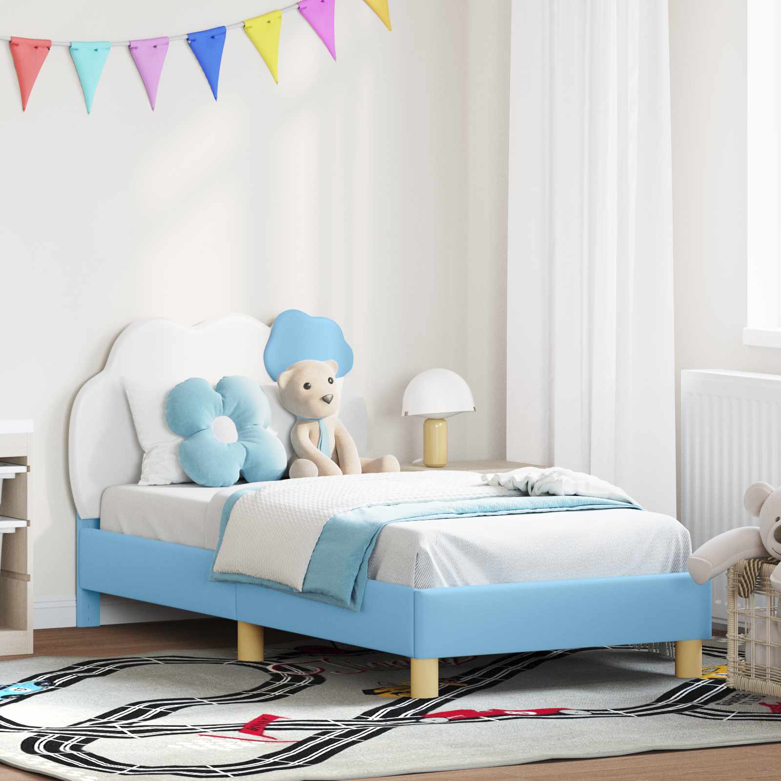 Cadre de lit pour enfants avec tête de lit Bleu 80 x 160 cm PU | Leroy ...