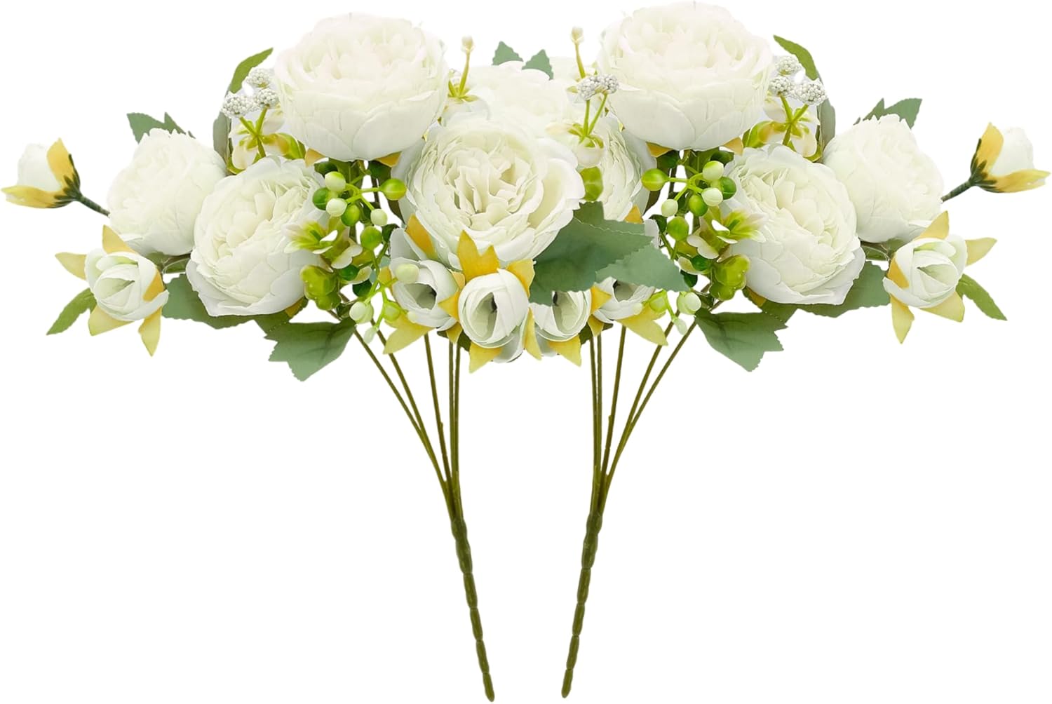 2 Pièces Pivoine Artificielle Blanc, Fausse Fleur Bouquet de Fleurs ...