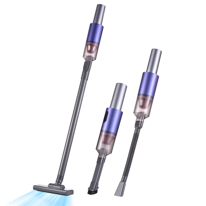Aspirateur sans fil 130000PA, Aspirateur main bâton, 3 têtes de brosse ...