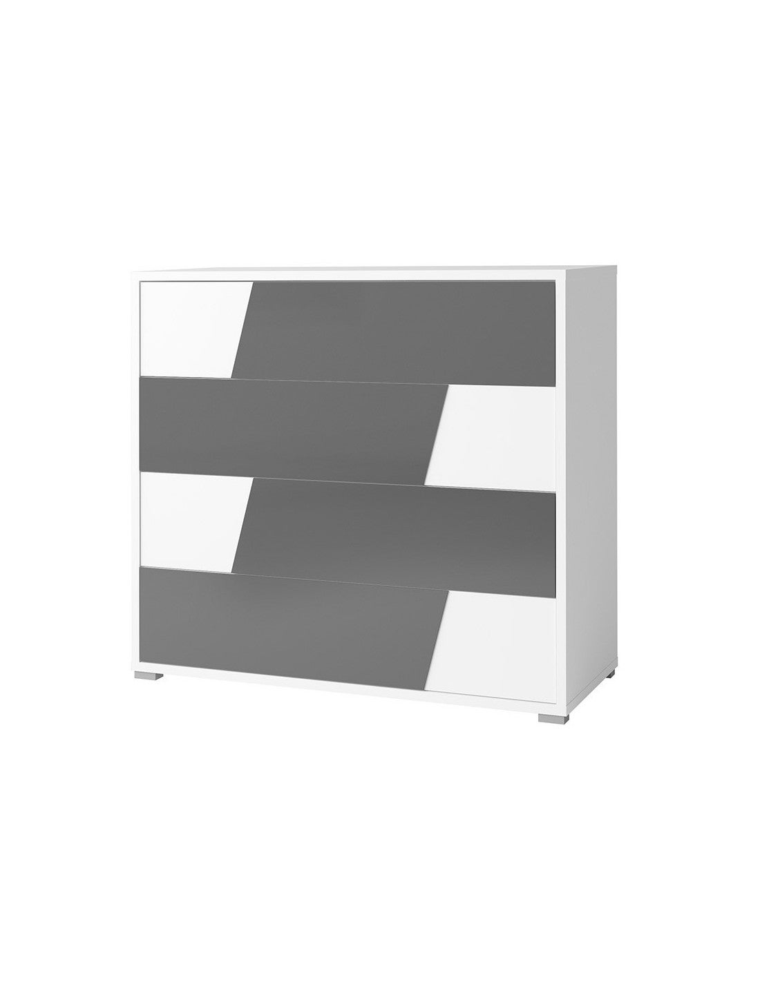 Commode FULMO 4 tiroirs - Coloris blanc et finitions gris béton - 110 ...