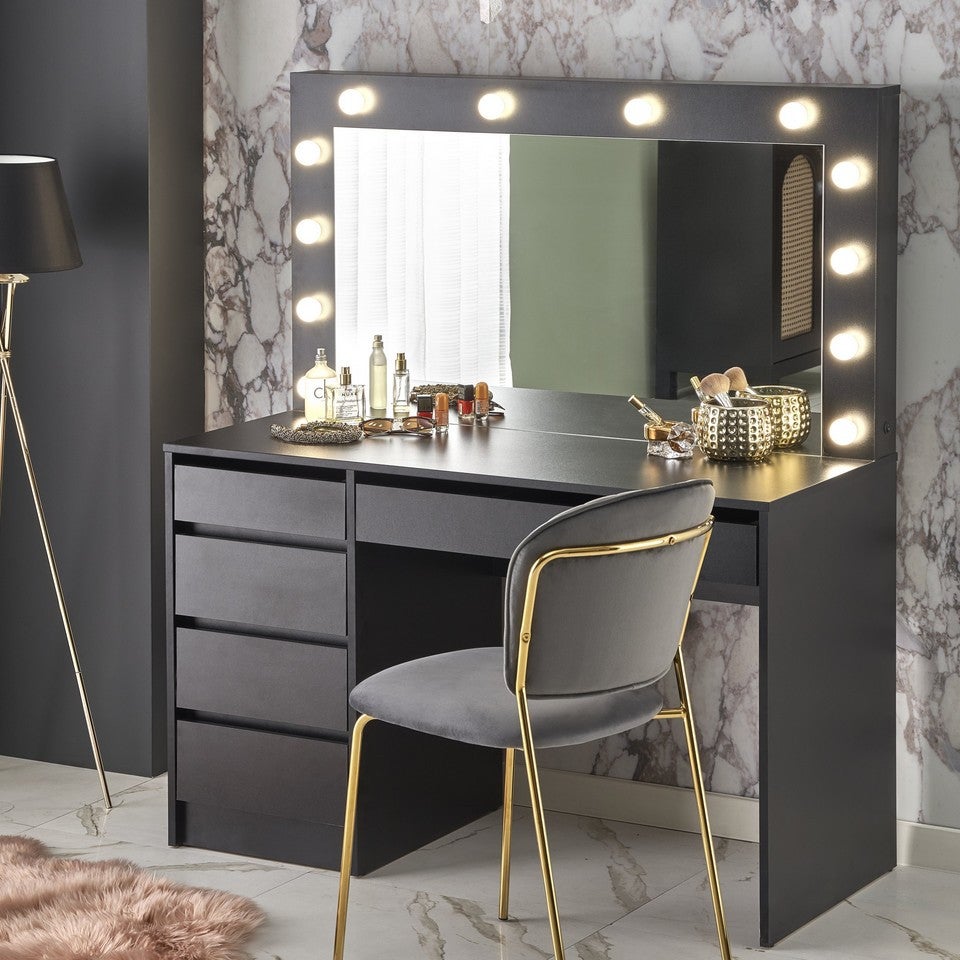 Coiffeuse design noire à led + miroir Bromo | Leroy Merlin