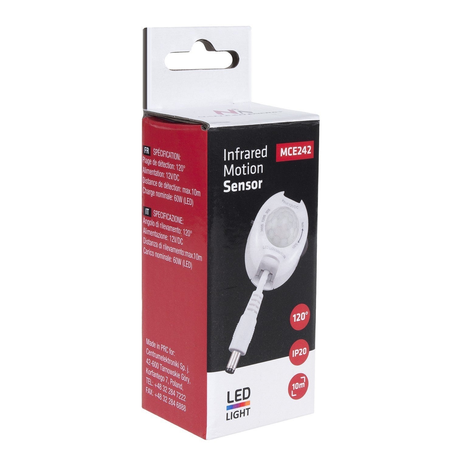 Détecteur de mouvement Maclean PIR, infrarouge, pour bandes LED, 12V DC ...
