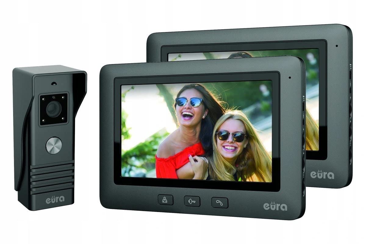 Eura VDP-45A3 Alpha Video Door Intercom 4 Wire 7 Inch Colour Monitor Black 2 Monitors | Leroy Merlin