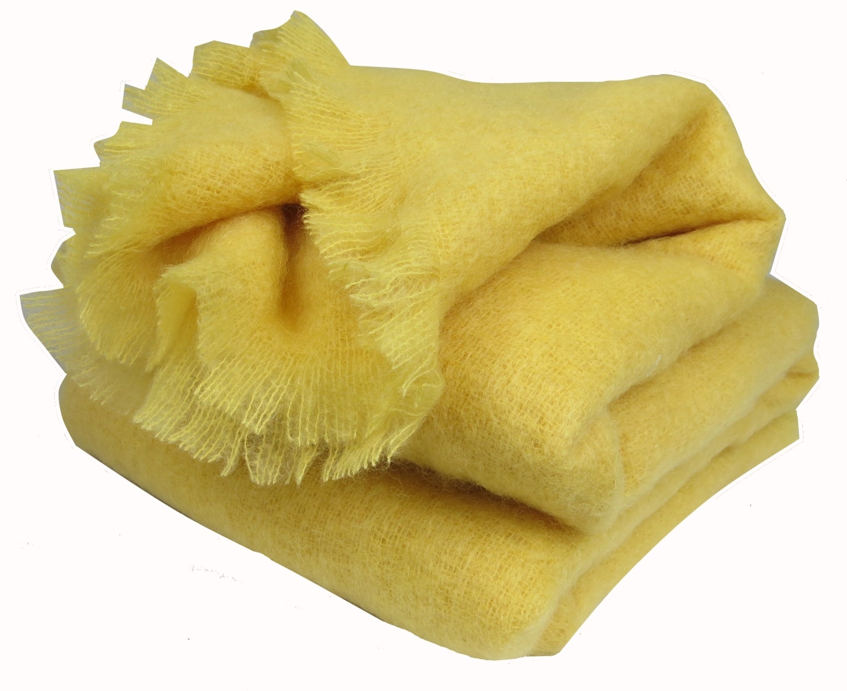 Plaid en Laine Mohair Très Douce - Jaune soleil - 130x180 cm - Mohair ...