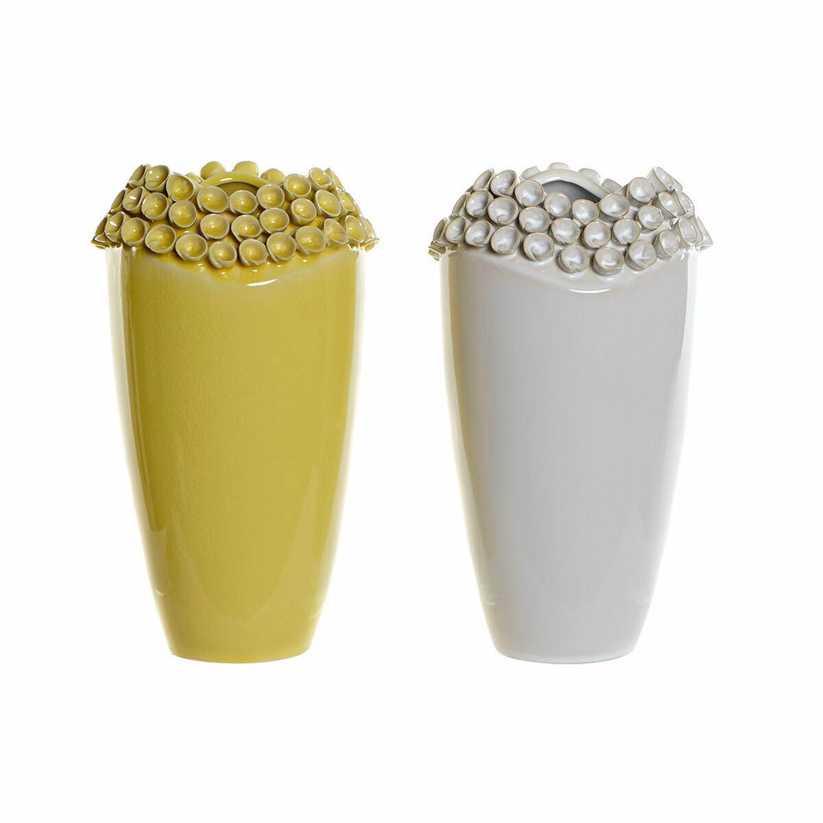 Vase DKD Home Decor Blanc Ocre Grès Moderne (2 pcs) (19 x 19 x 33 cm ...