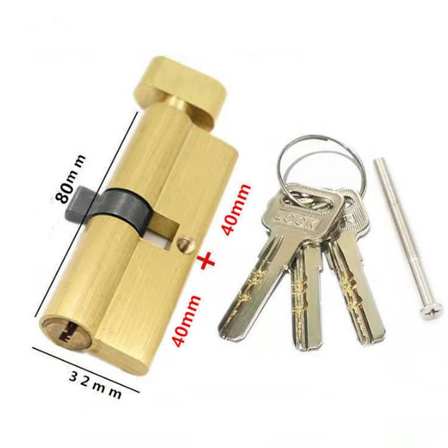 Cylindre de serrure de porte tout en cuivre avec 3 clés, hauteur 32 mm ...