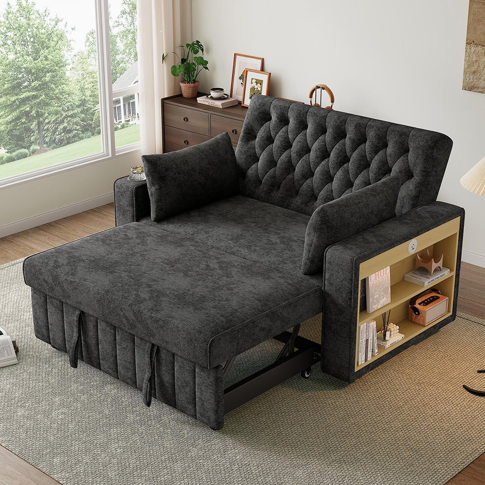 Canapé-lit multifonction rangement/USB - gris | Leroy Merlin