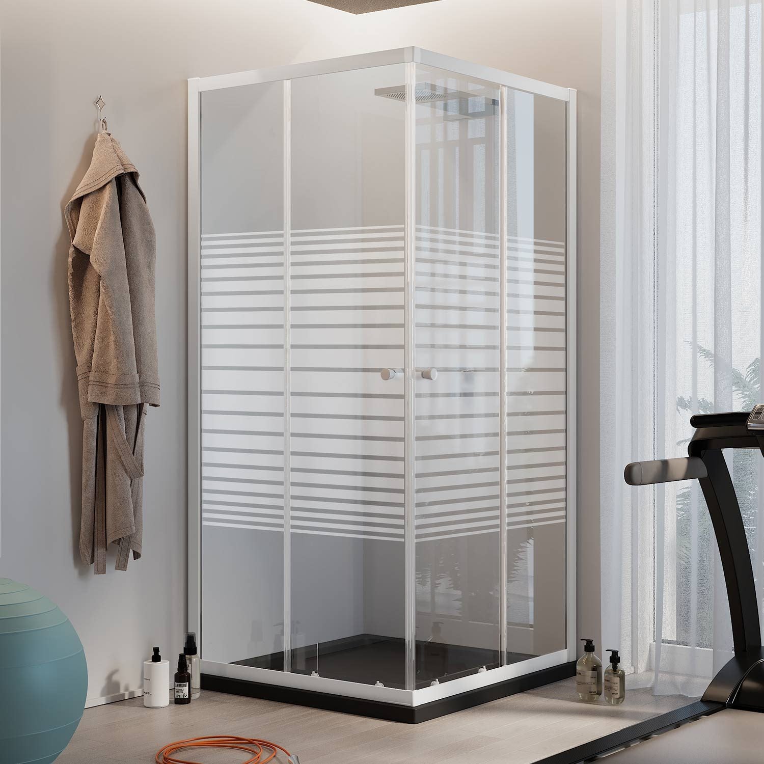 Mampara de ducha Rectangular 70x100 CM H185 Blanco Vidrio Serigrafiado ...