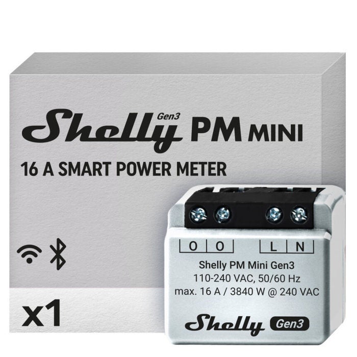 Shelly PM Mini Gen 3 - Compteur consommation connecté - Wi-Fi & Bluetooth - Wattmètre 1 canal ...