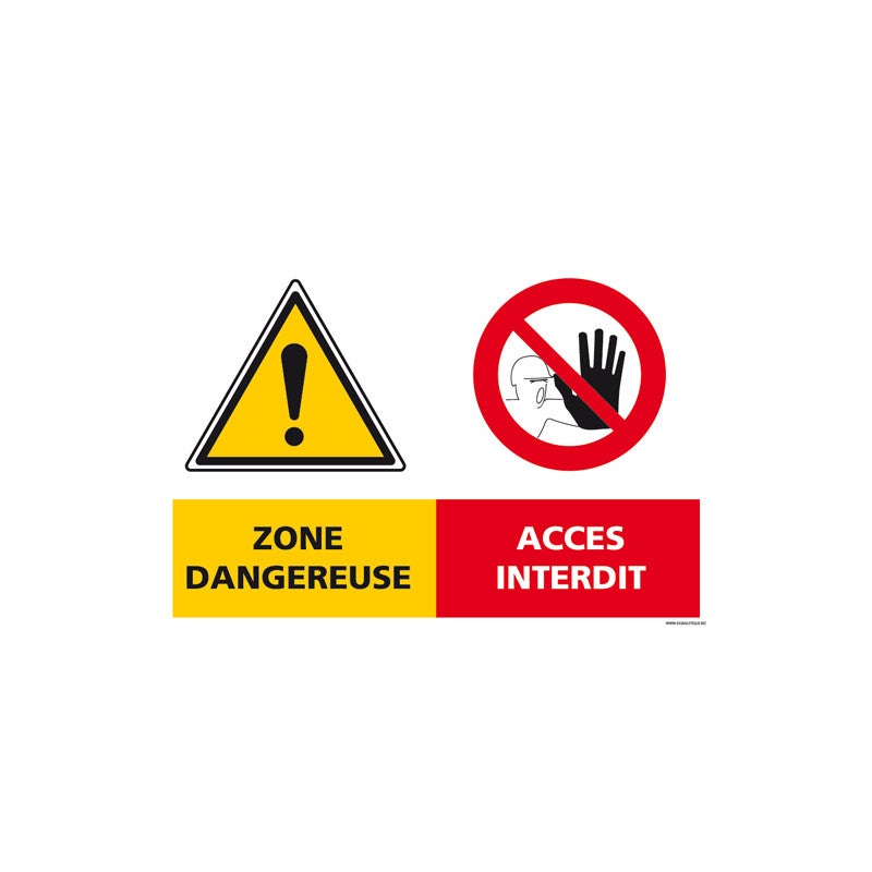Panneau Zone dangereuse Accès interdit (D0944) 630 x 450 mm Matière ...