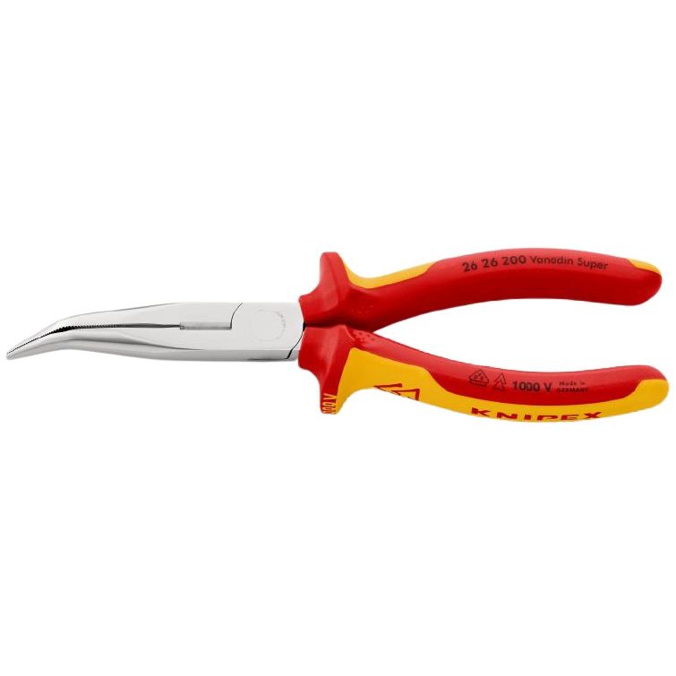 Pince à becs demi-ronds coudée isolante 1000V 200mm - KNIPEX - 26 26 ...