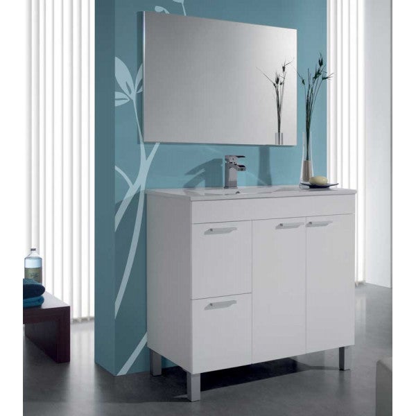 Meuble sous vasque 2 portes 2 tiroirs blanc + vasque 80 cm - KAVATI ...