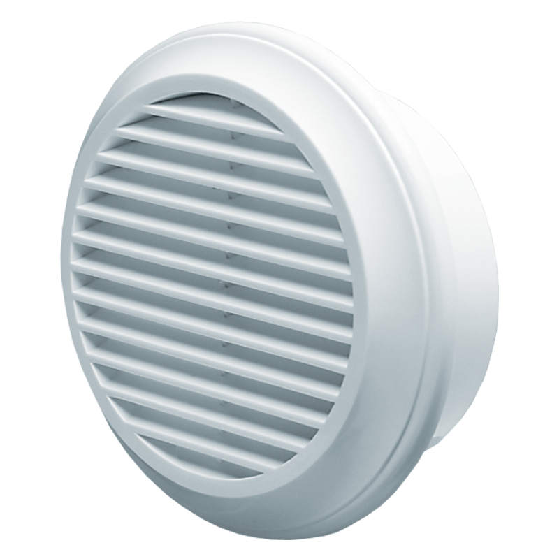 Grille aération ronde plastique blanc à ailettes inclinées DECOR avec ...