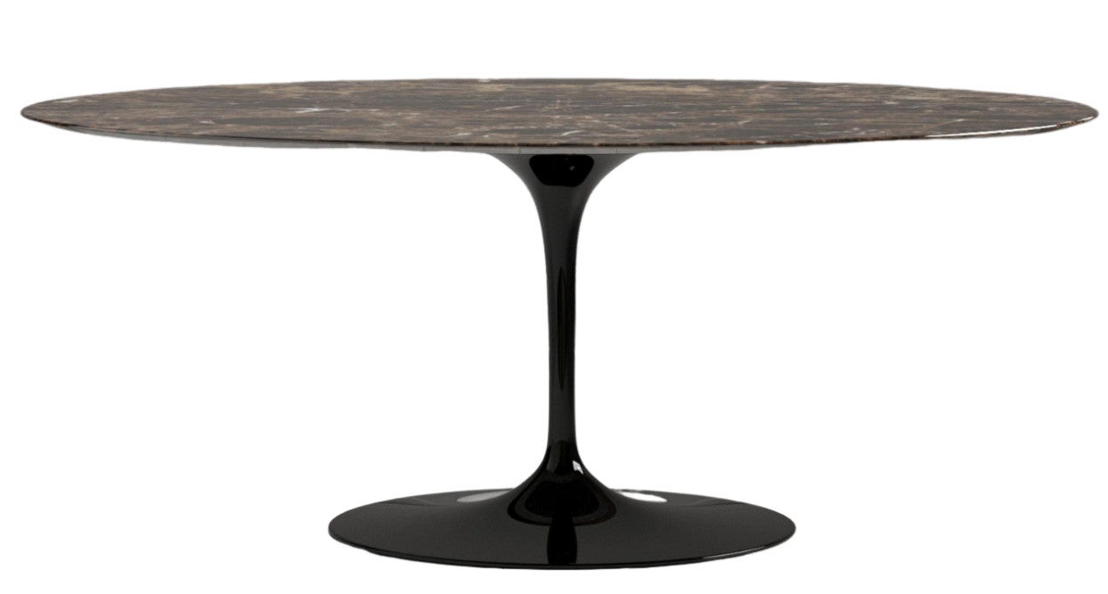 Table tulipe ovale plateau en marbre - Collection-Plateau Marbre brun ...