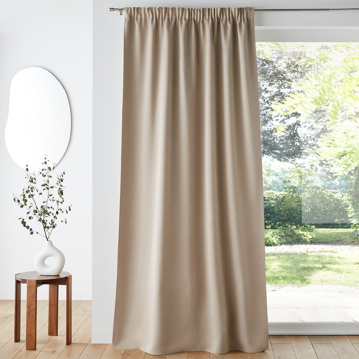 Rideau occultant double face galon fronceur, Voda - Beige taupe clair ...