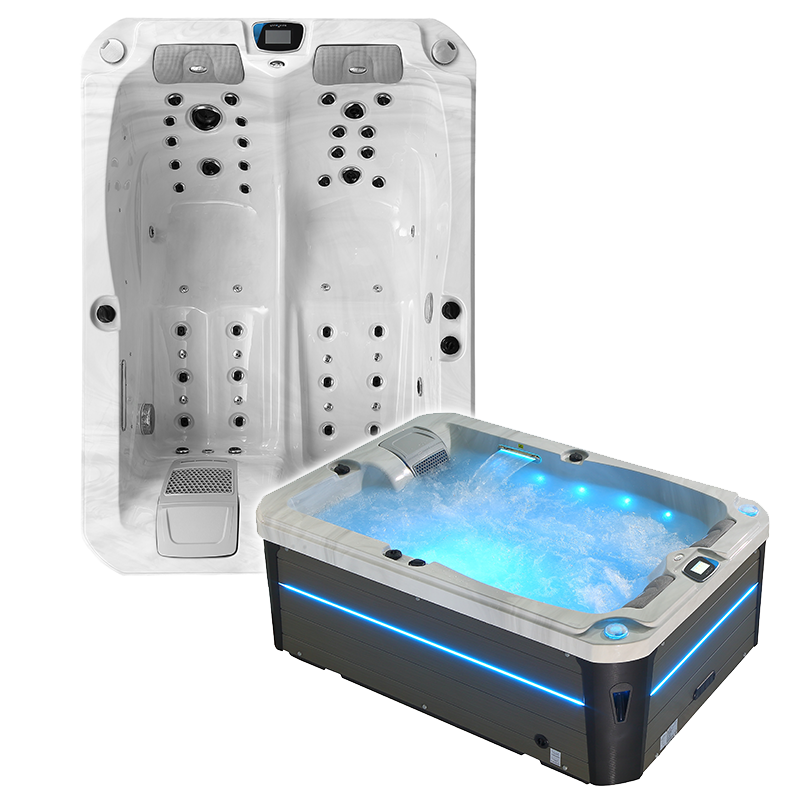 Spa 2 places allongées Archipel® GT2 PRO MAX BLANC MARBRE LED - Spa Thérapeutique Balboa 210x148 ...