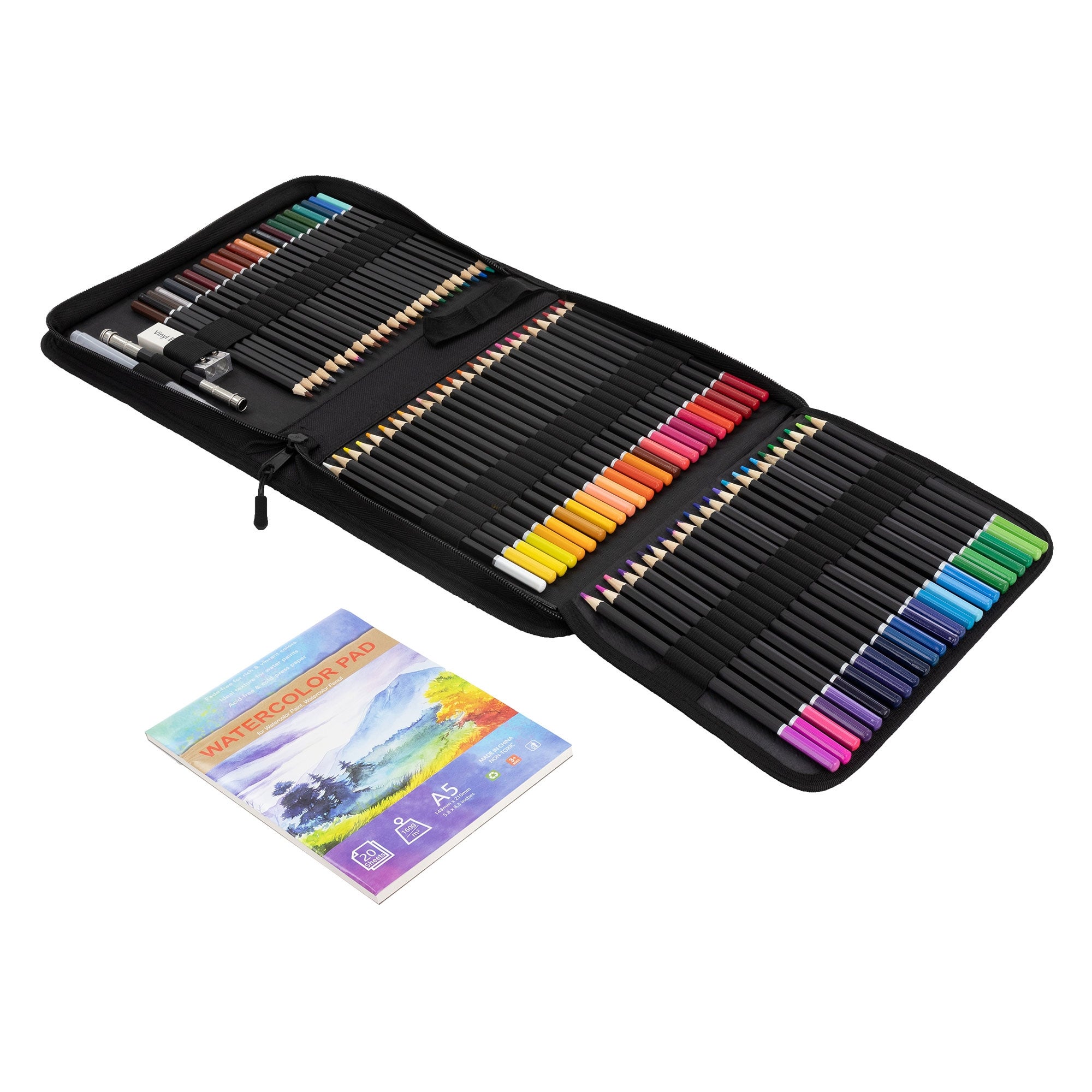 Set 78 pz matite pastelli acquerelli disegno pittura arte + blocco ...