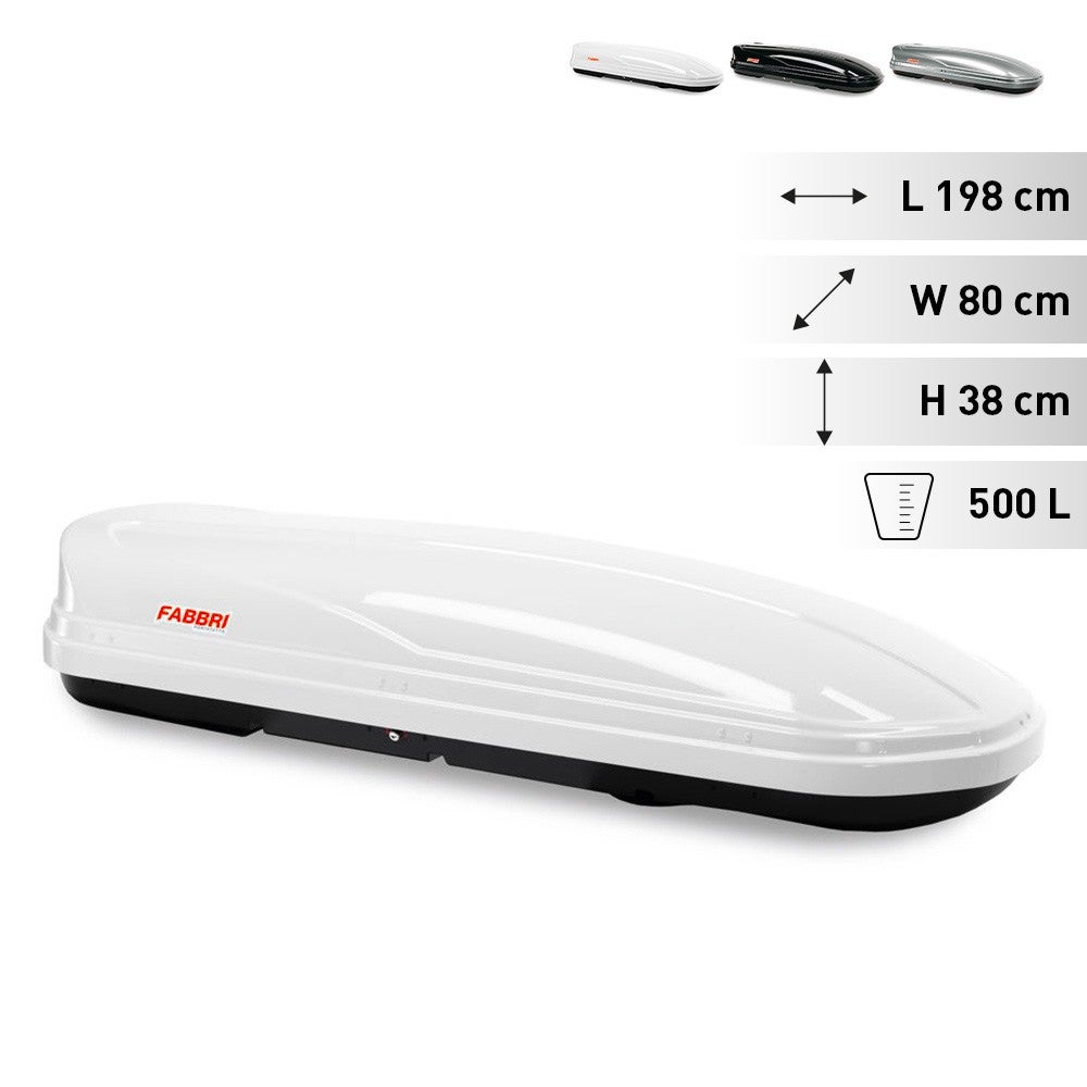 BOX SUPERNOVA 500 BIANCO LUCIDO - Baule portapacchi da tetto universale ...