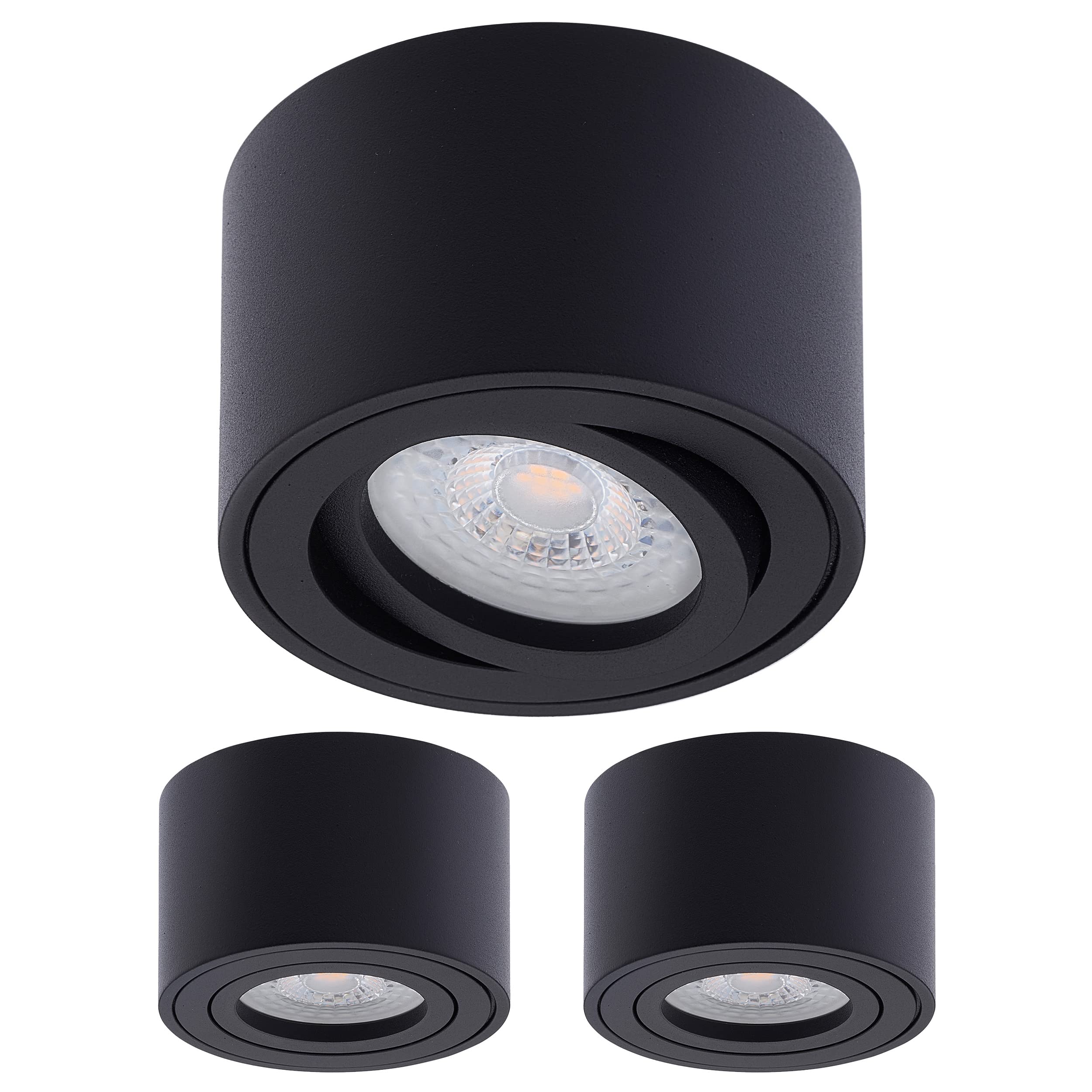 Lot de 3 spots noirs Oktaplex Lile LED dimmables 4,8W, 2700K, applique ...