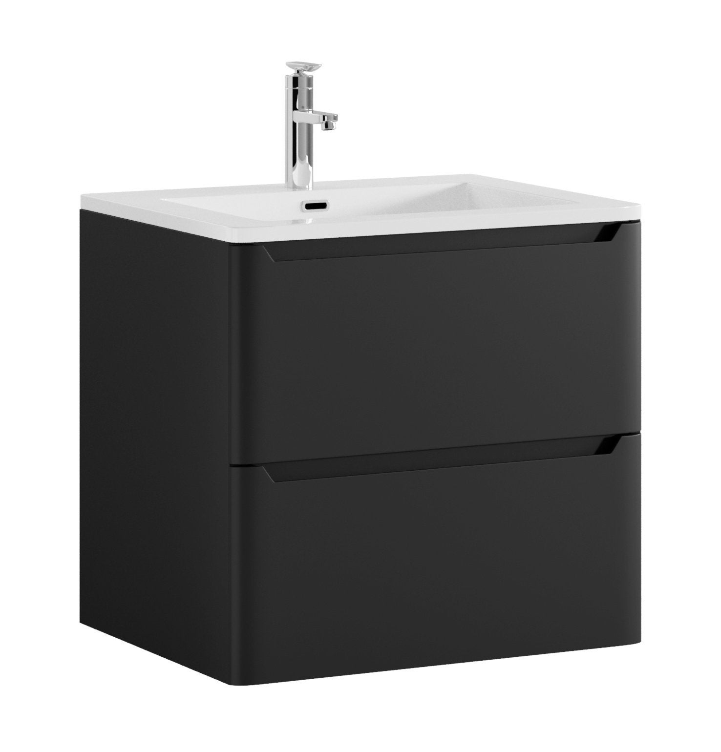 Meuble de salle de bain Axel 80 cm - Noir mat - Meuble avec lavabo ...