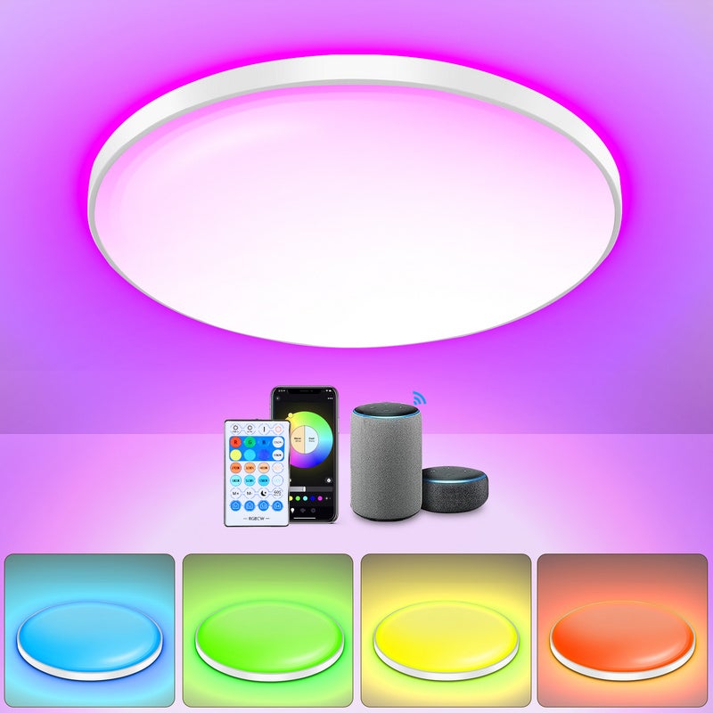 Lámpara de techo LED RGB de 30W con mando a distancia Lámpara de techo ...
