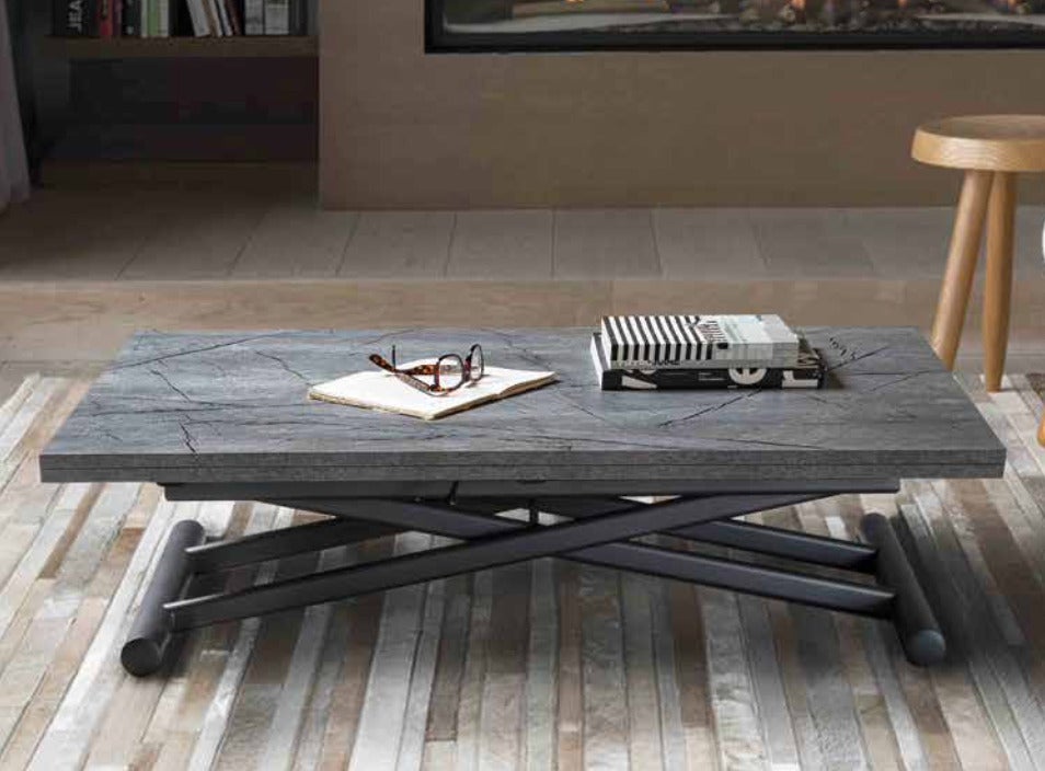 Table basse relevable bois gris basalte Soft 110x70-140-Piètement ...