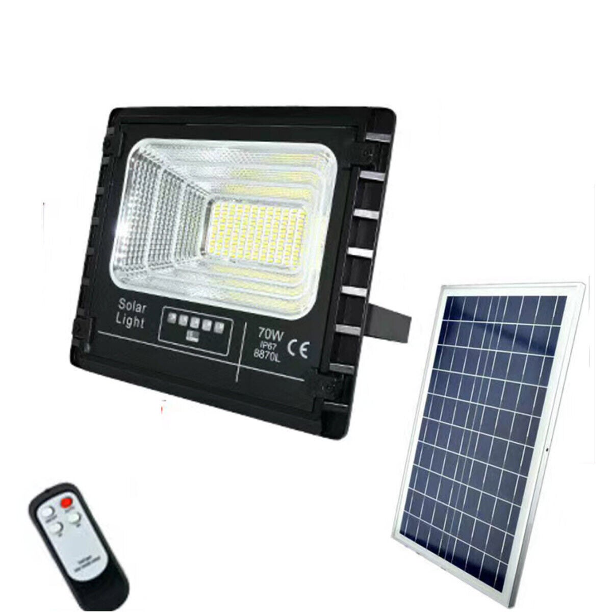 FARO LED ALTO BRILLO PANEL SOLAR CREPÚSCULO MANDO A DISTANCIA 70W ...