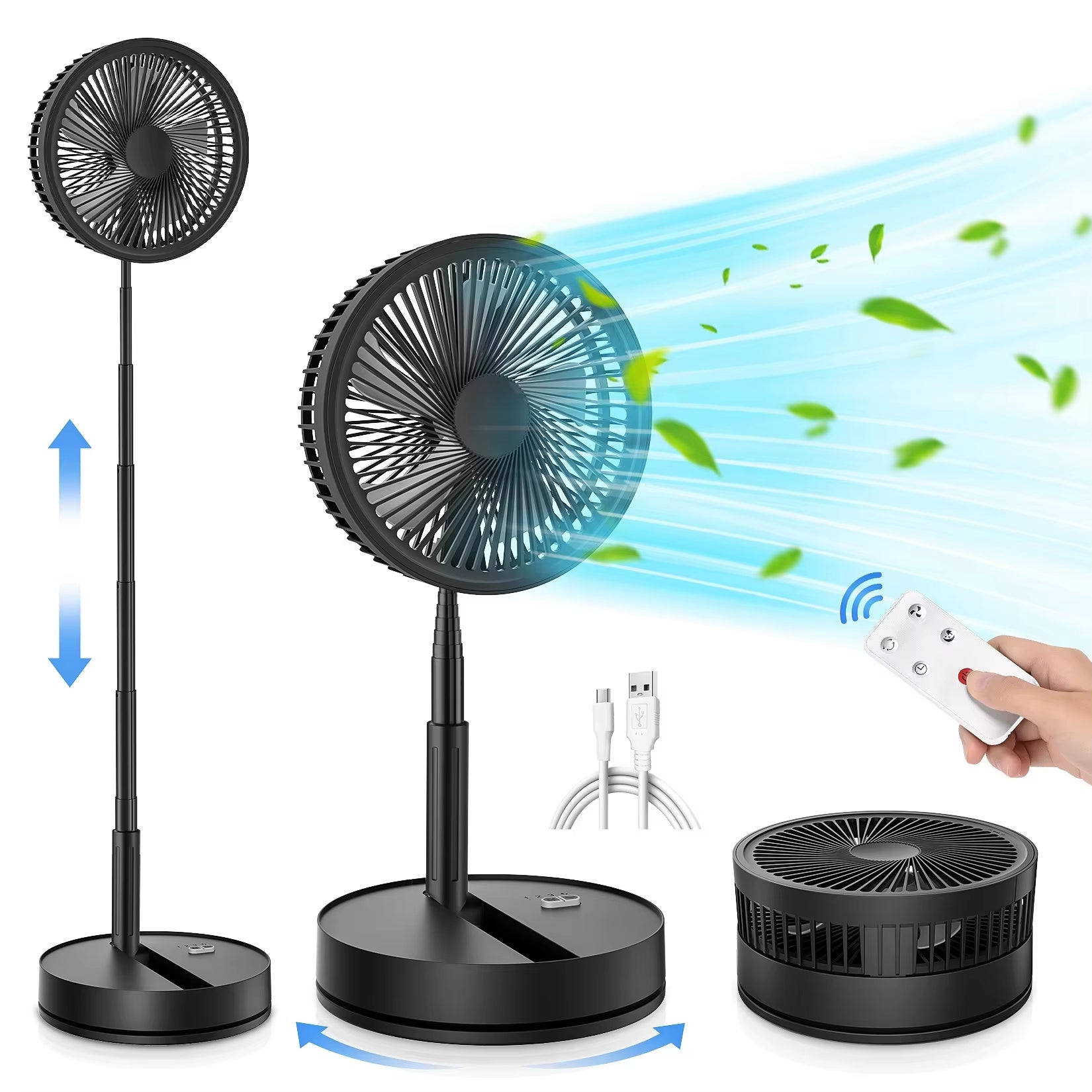 Ventilateur sans fil pliable, ventilateur oscillant pour la maison ...