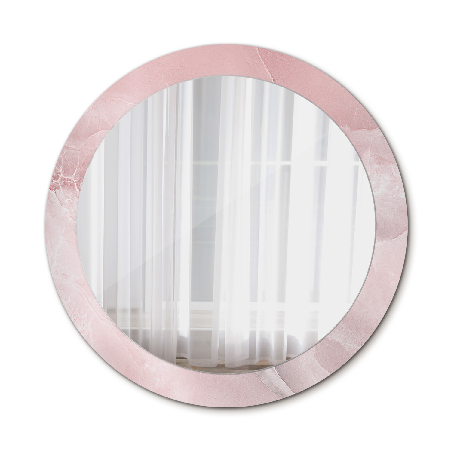 Miroir rond décoratif avec impression - Pierre rose 80 cm - miroir pour ...