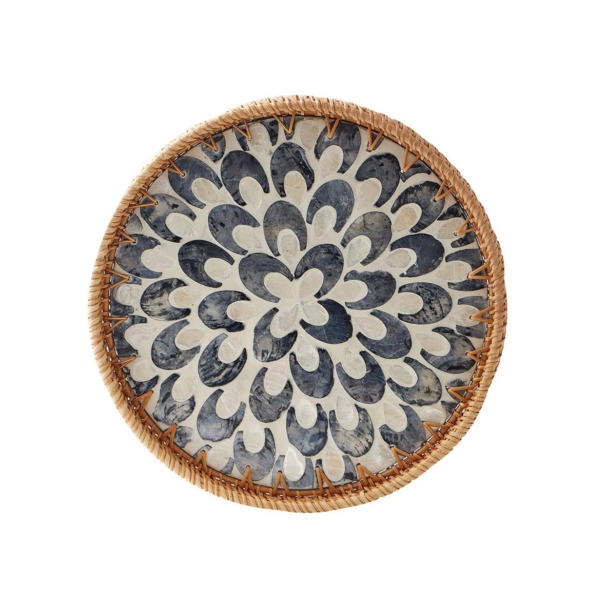 AULEDIO Petit plateau circulaire en rotin, plateau coquille, pour le ...