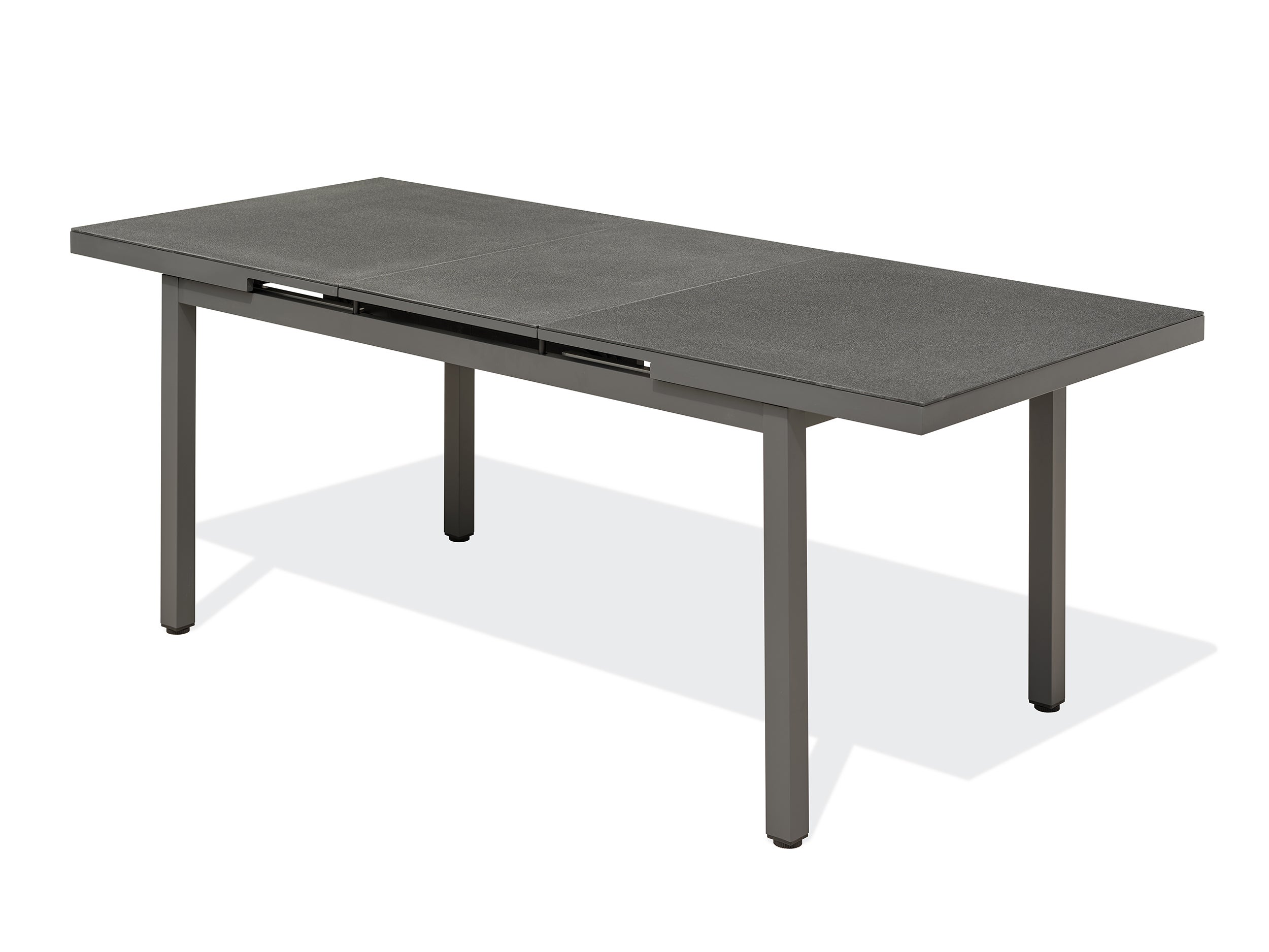 Table en alu et spraystone avec rallonge automatique grise anthracite ...
