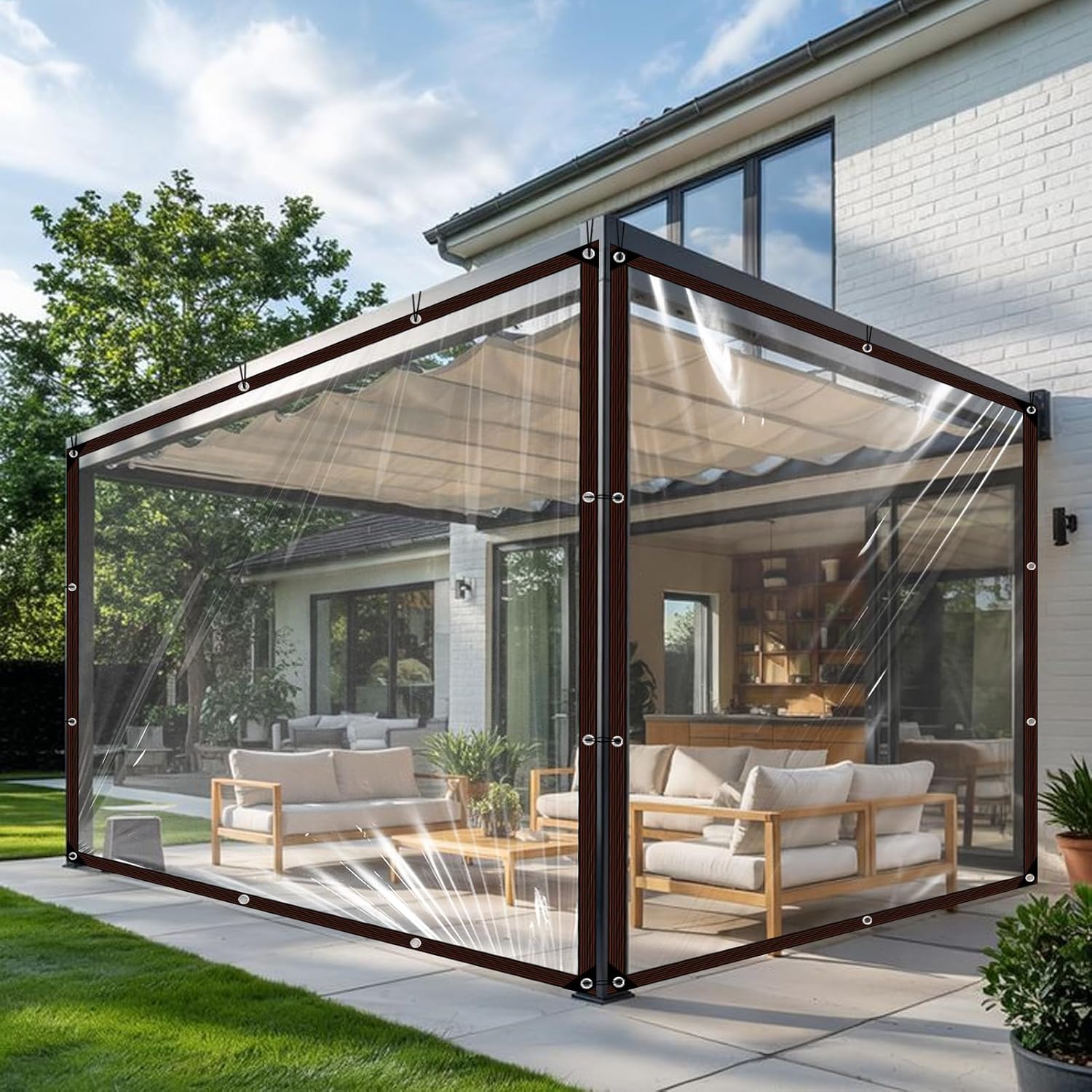 Bâche transparente perforée, adaptée au mobilier de jardin, à une ...