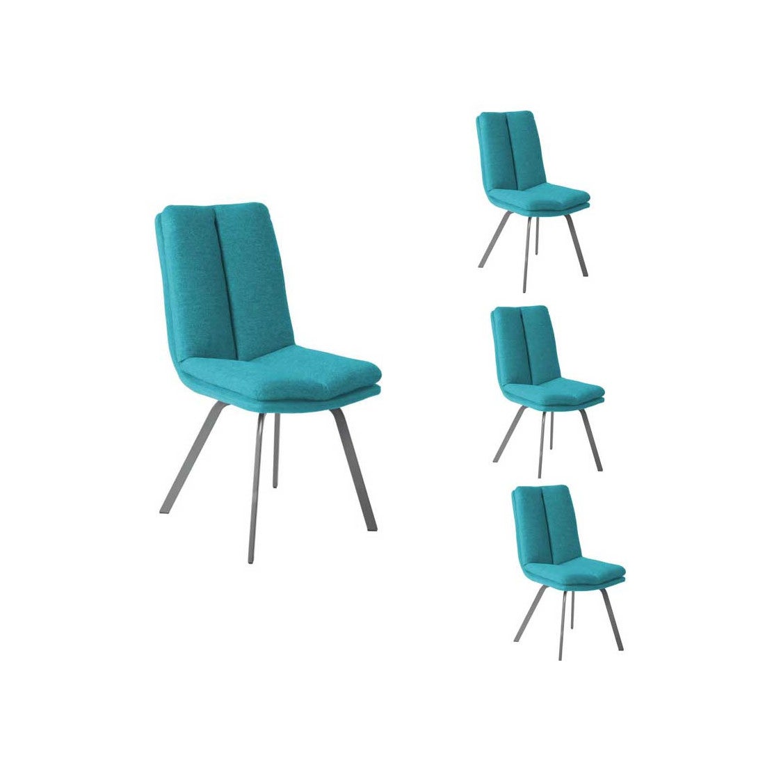 Quatuor de Chaises Tissu Turquoise - ANALA | Leroy Merlin