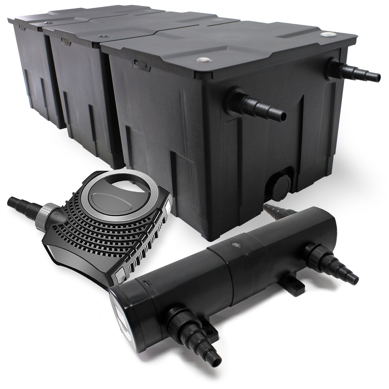 Set: Filtro bio per laghetto 90000l con Chiarificatore UVC 24W Pompa ...