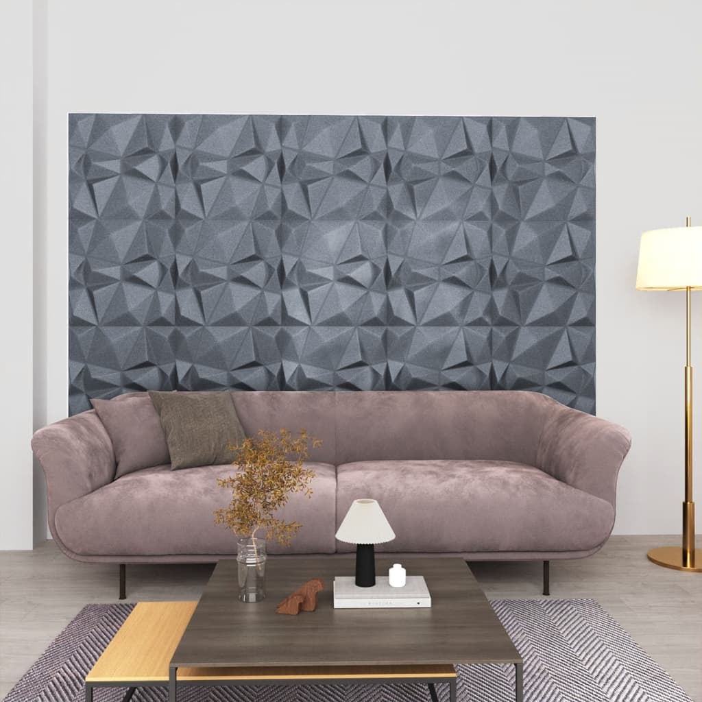 Paneles de pared 3D 48 piezas 50x50 cm gris diamante 12 m2 | Leroy Merlin