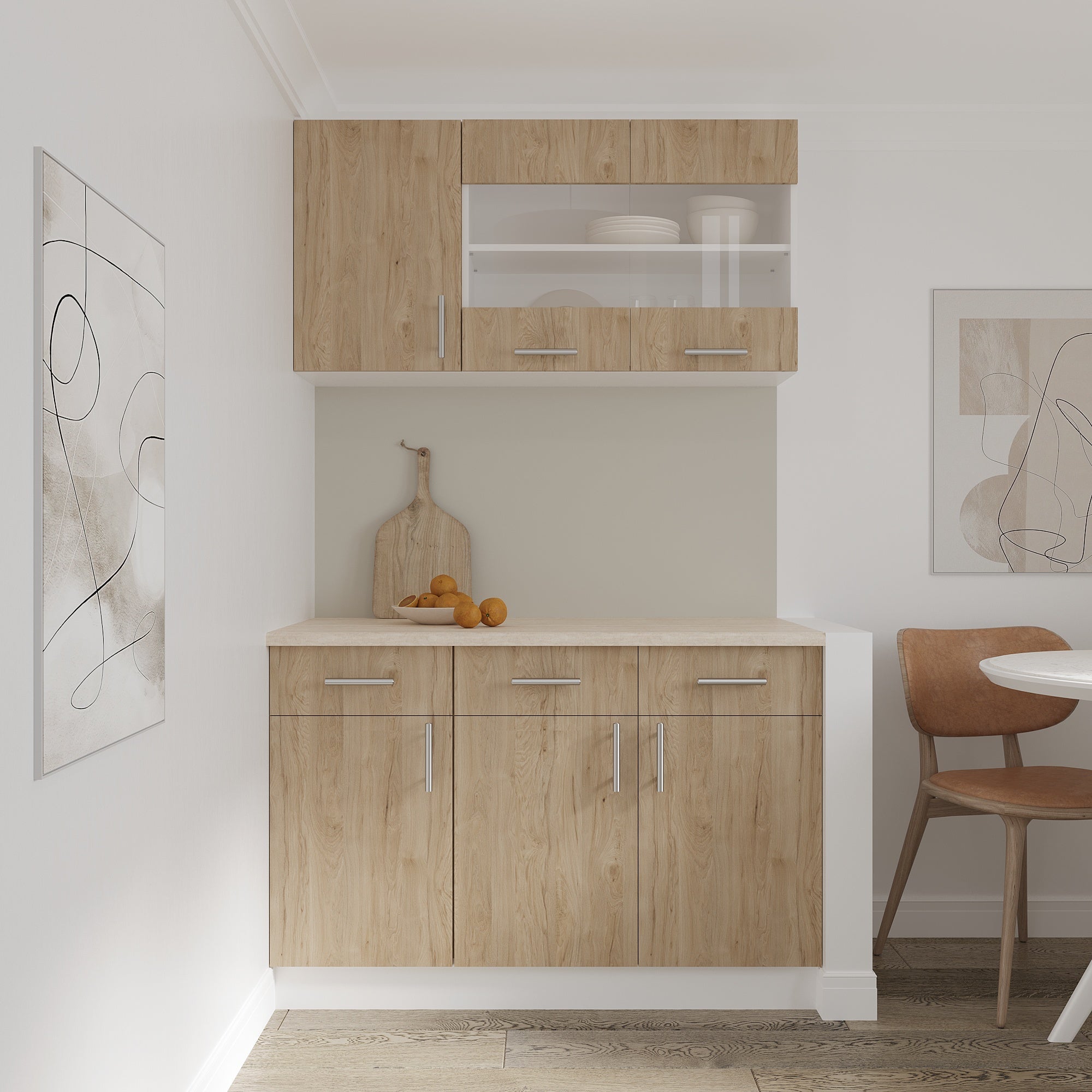 Set Cuisine haaus Karo V3, Bois Naturel/Blanc, Plan de Travail Thermo ...