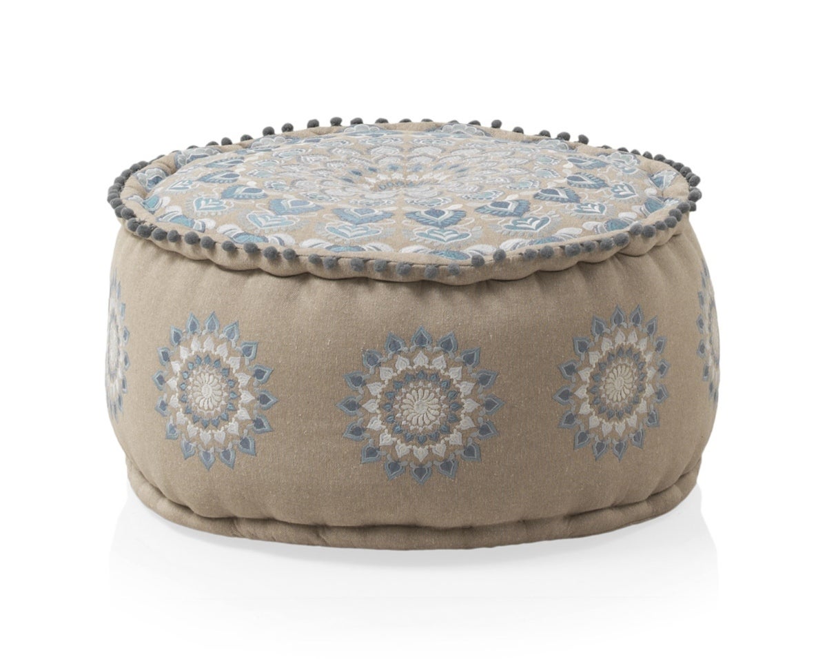 Puf redondo textil diámetro 55 cm color lino | Leroy Merlin