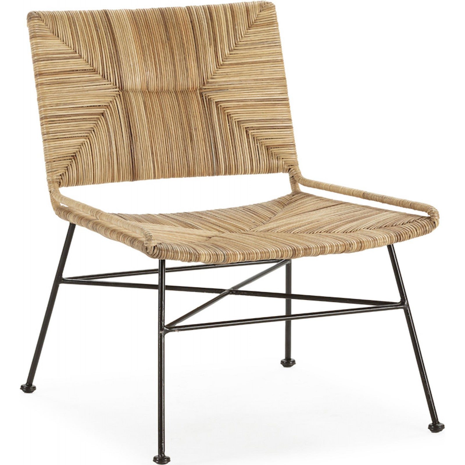 Chaise détente osier & métal élégante 65 x 56 x 72 cm Noir osier ...