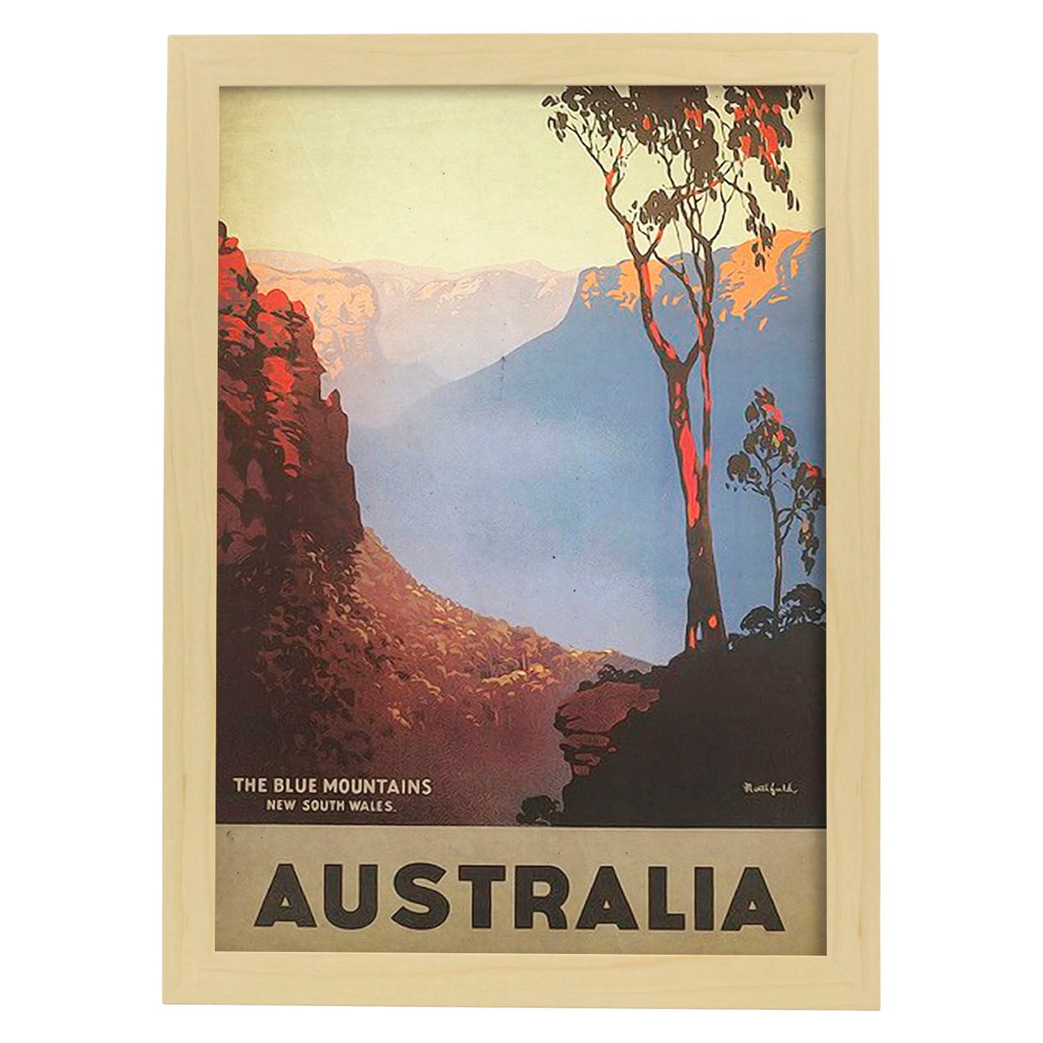 Poster Vintage De Australia Montañas Azules. Con Imagenes Vintage Y De Publicidad Antigua. Marco ...