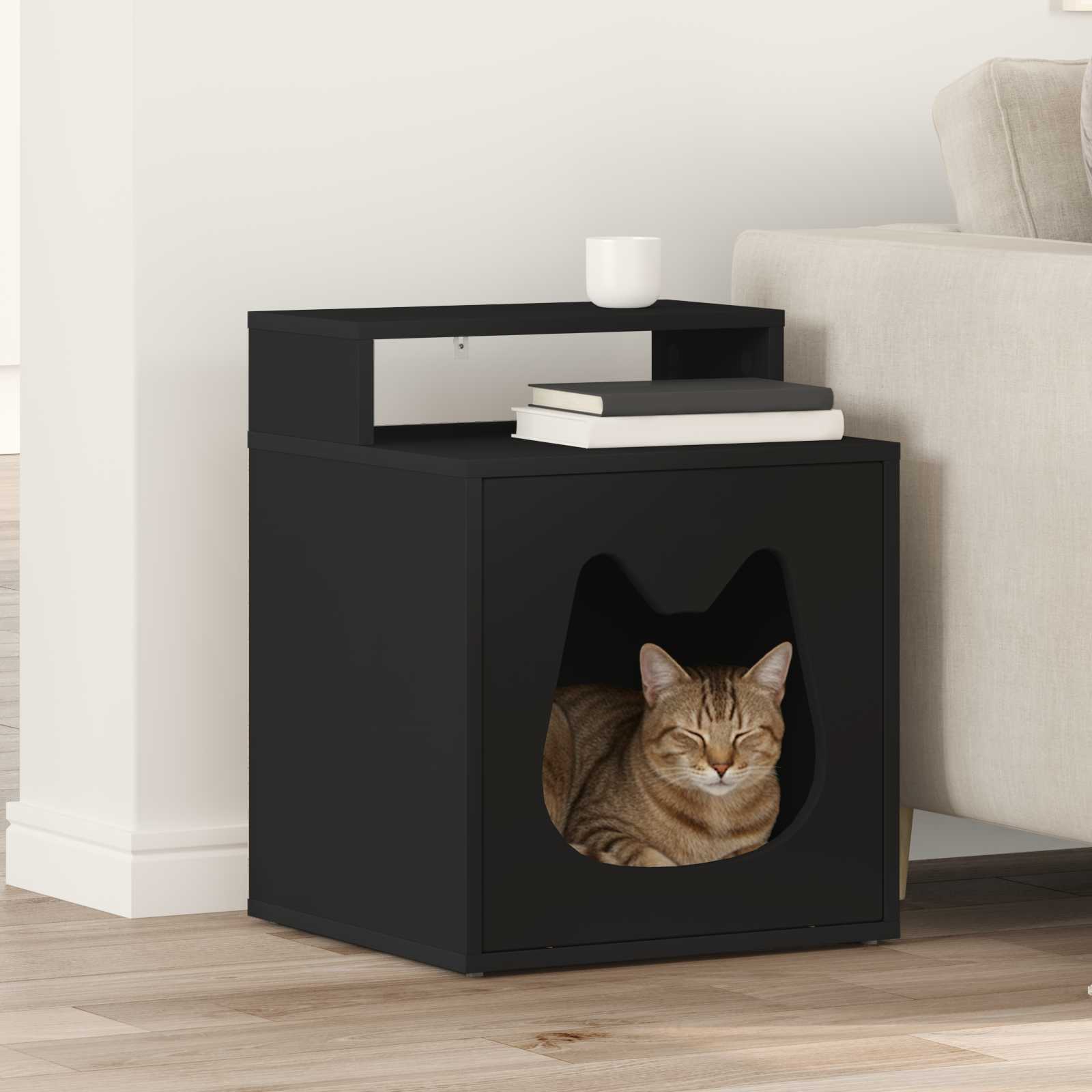 Maison pour chat Noir 42,5 x 40 x 53,5 cm Bois d'ingénierie | Leroy Merlin