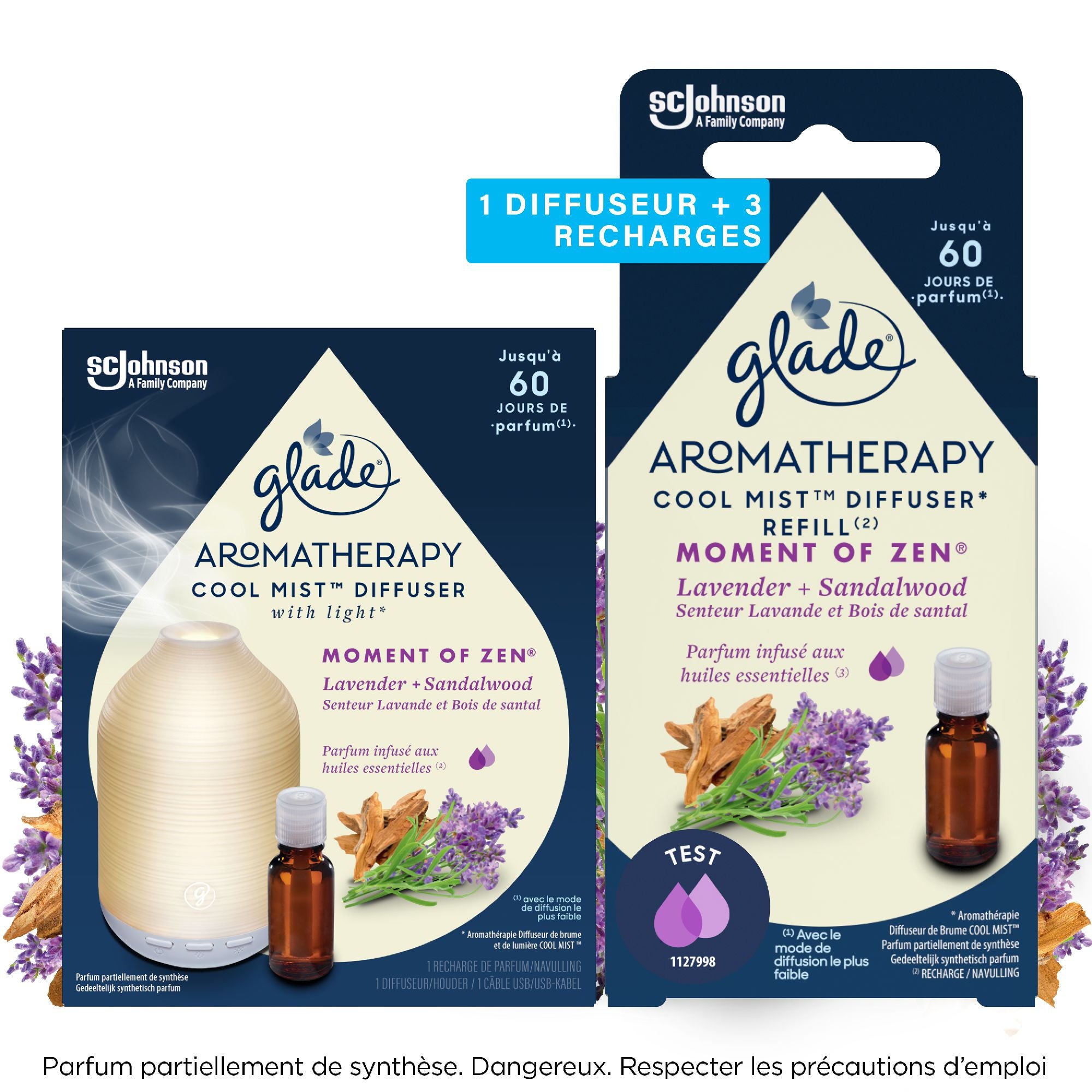 GladeÂ® Aromatherapy - Diffuseur + 2 recharges MOMENT OF ZENÂ® Lavande ...
