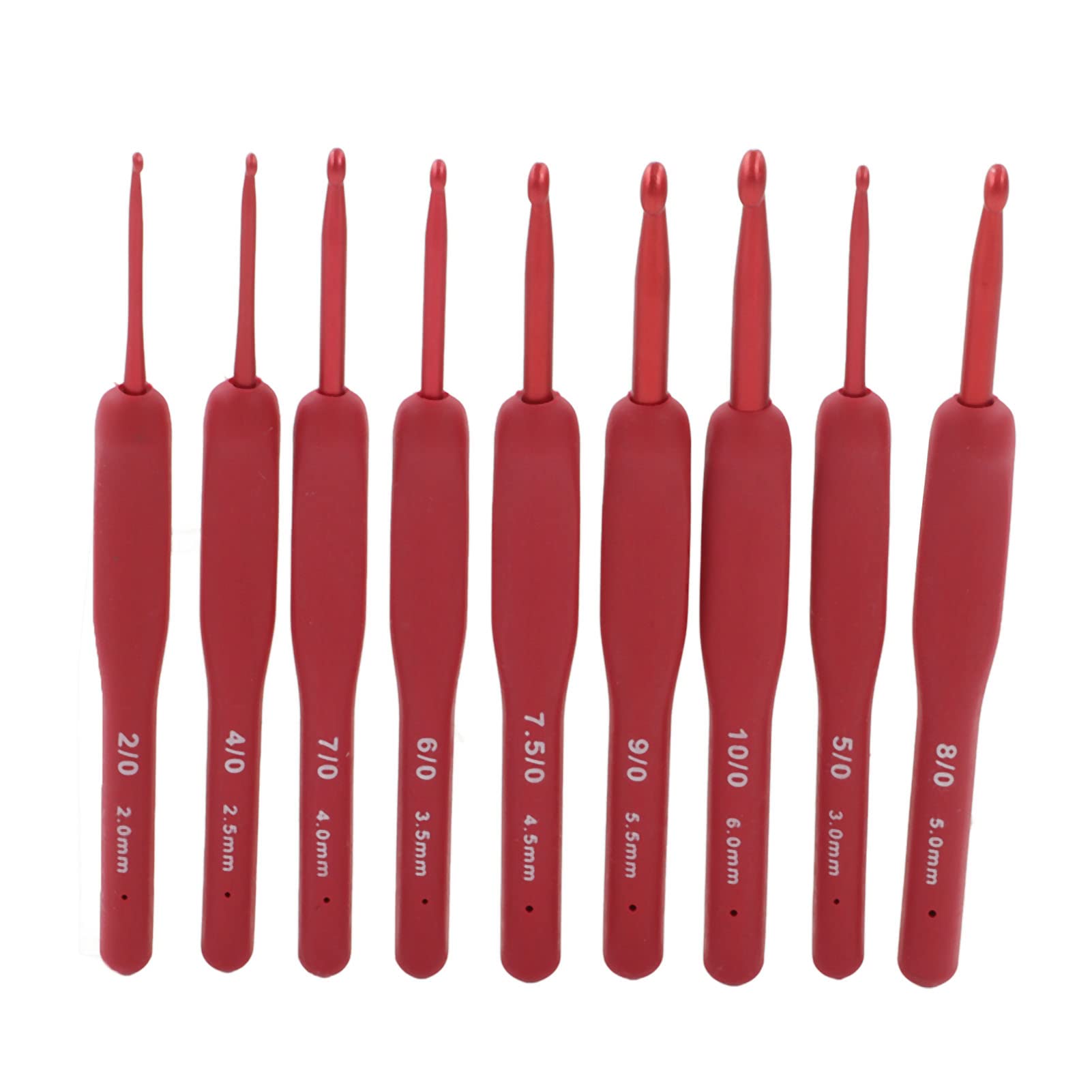 Juego de 9 agujas de crochet de aluminio rojo con agarre ergonómico de ...