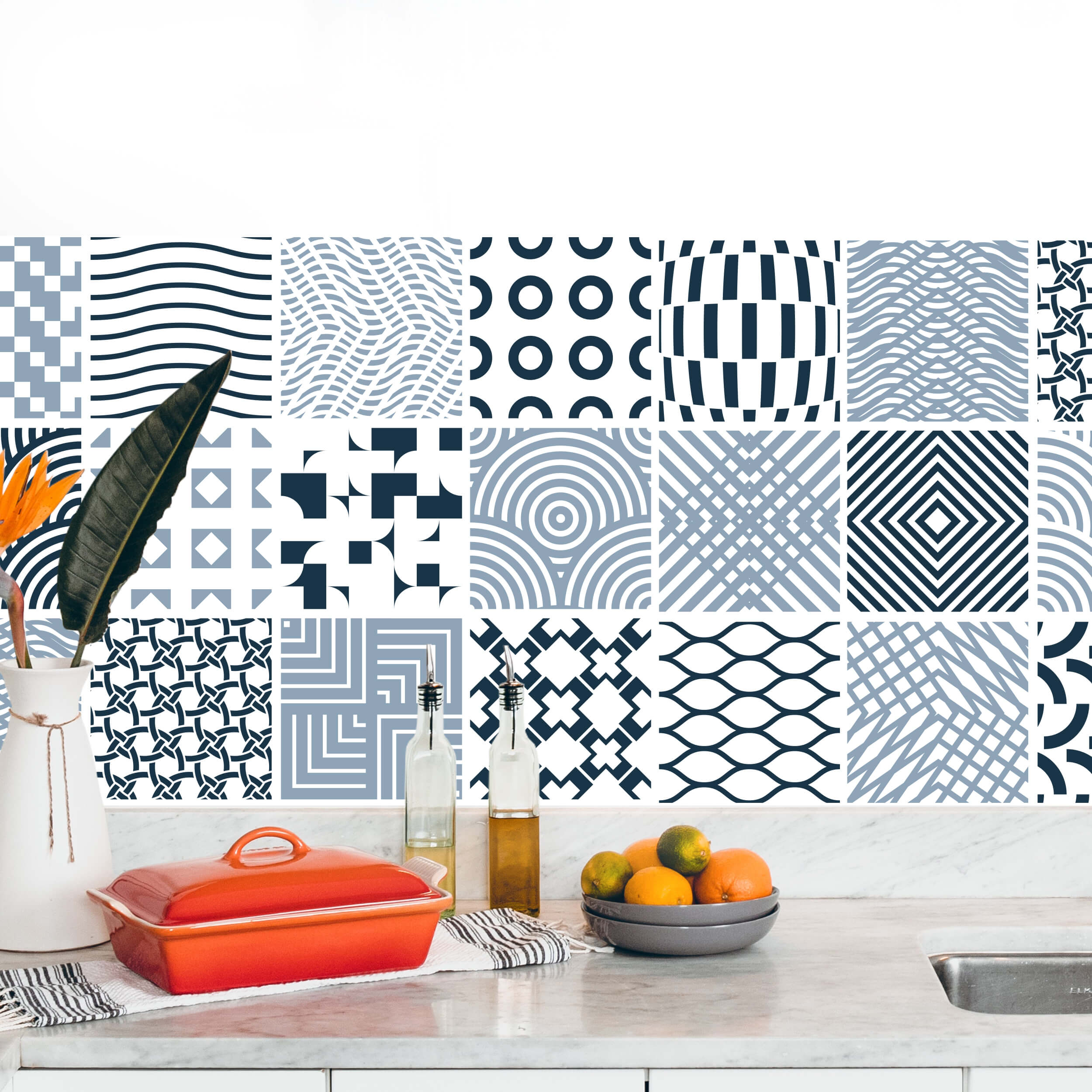 Stickers carrelage carreaux de ciment 20x20cm - Kit de 12 | Leroy Merlin